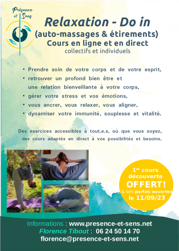 Ensemble Ici - Relaxation do-in (automassages étirements) - en ligne